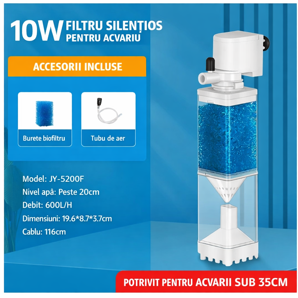 HydraFlow™ - Filtru Intern Compact pentru Acvariu – ShopGuru